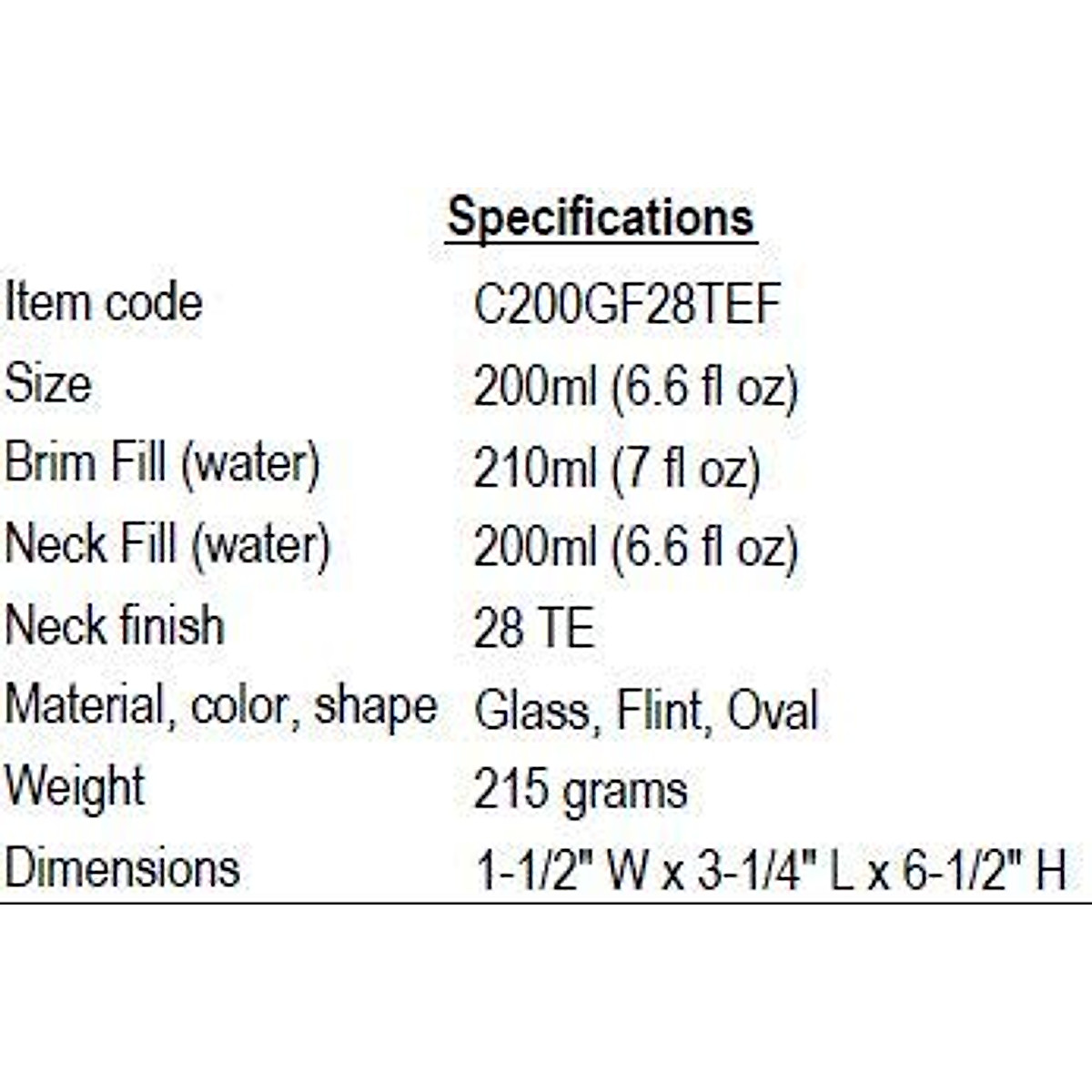 200 ml (6.6 oz) Glass Flask Liquor Bottle with Black Caps (6 Pack)