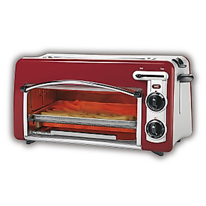 Hamilton Beach Oven with 2-Slice Toaster Combo, Ideal for Pizza, Chicken Nuggets, Fries and More (22703H), Red