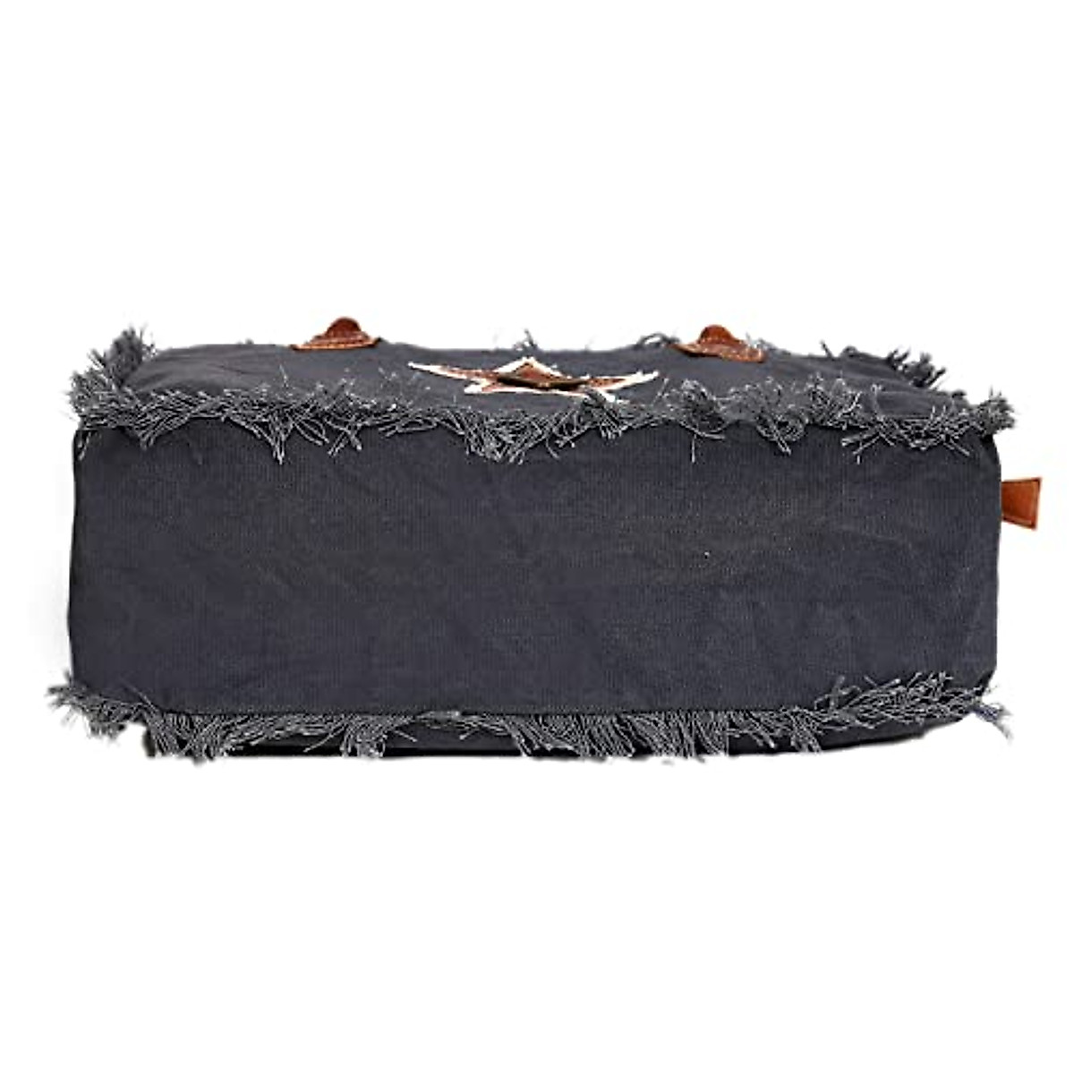 Ruzioon Upcycled Canvas Hand Bag, Canvas & Cowhide Tote Bag, Canvas Tote Bag, Cowhide Leather Handbags, Canvas Shoulder Bags for Women