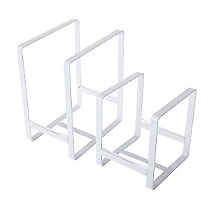 HighFree 2PCS Metal Vertical Plate Dish Holder Rack, White Vertical Plate Organizer for Kitchen Cabinets for RV Kitchen Cabinets Counter (L & S)
