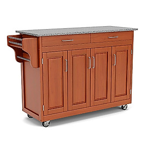 Create-a-Cart Cottage Oak 4 Door Cabinet Kitchen Cart with Gray Granite Top by Home Styles