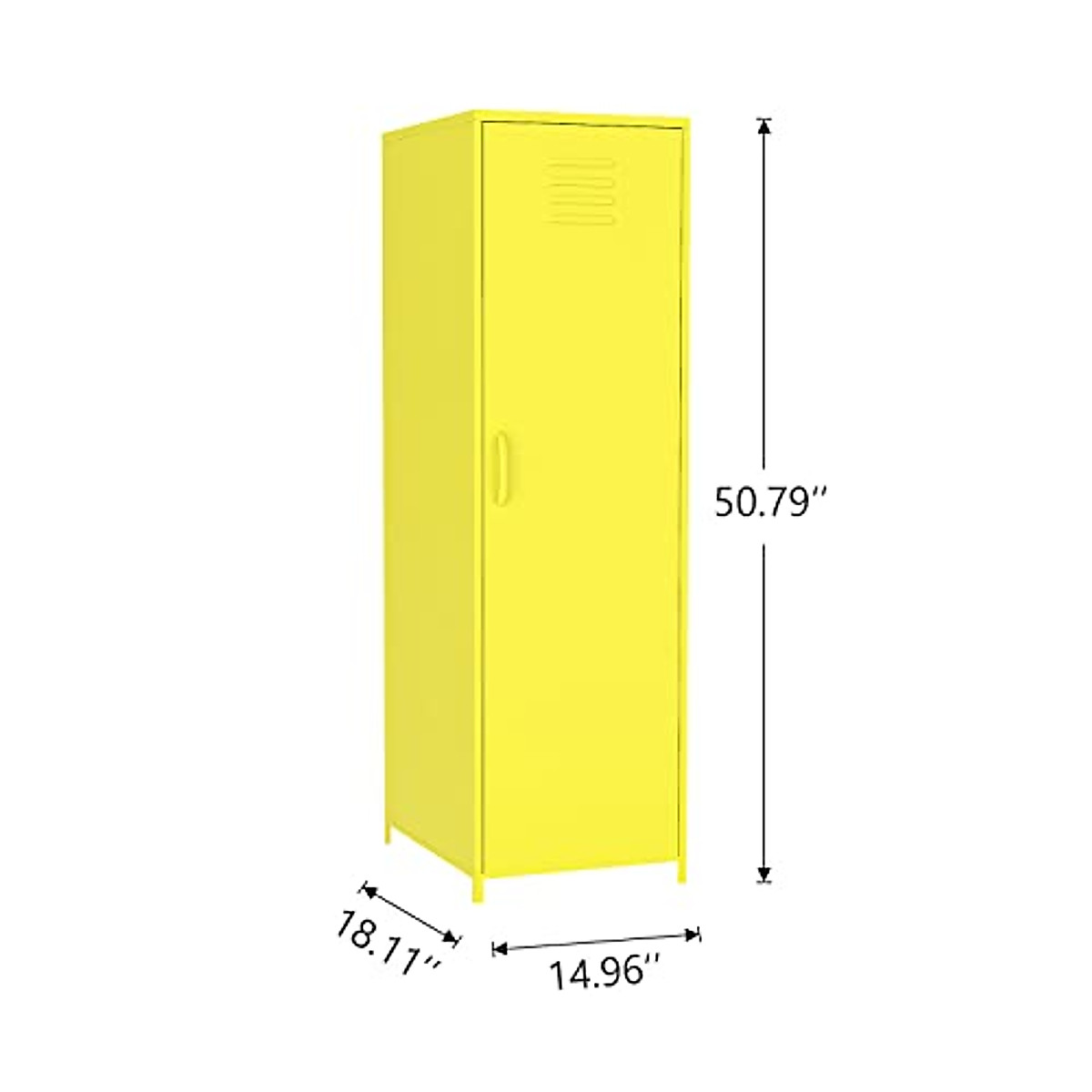 Lecut 51" Tall Locker Cabinet with Magnetic Door and 2 Adjustable Shelves Metal Storage Locker for Home School Office to Store Clothes Bags Toys and Book (Yellow)