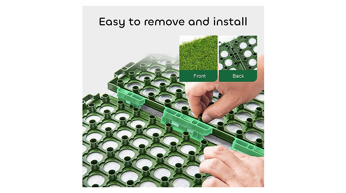 Growneer Interlocking Artificial Grass Tiles for Indoor & Outdoor Use