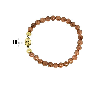 AA Religious Virgen de la Caridad del Cobre Catholic Bracelet with Stainless Steel Virgen de la Caridad del Cobre Medal and 6mm Venturina Beads (SSBCMVS-6)