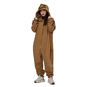 Adult Oogie Boogie Costume Unisex Jumpsuit Nightmare Villain Costume Jack Skellington Sleepwear Brown