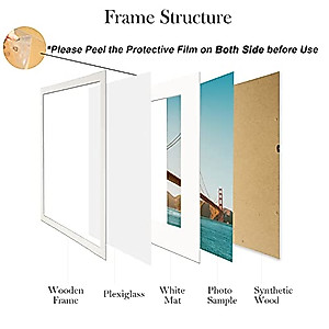 10x14 Wood Picture Frame Diamond Painting Frames Display 10x14in / 25x35cm Without Mat or 8x12in / 20x30cm with Mat 10x14 Frame for Photo Poster Puzzle Diamond Art Gallery Wall Hanging - White 2 Pack