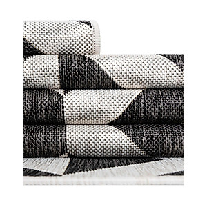 Unique Loom Jill Zarin Jill Zarin Outdoor Collection Area Rug - Napa (10' Square Charcoal Gray/Ivory)