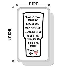 Dusty Pink Heart Handmade Tumbler Care Instruction and Cleaning Card Printed | 50 Pack | Bulk Tumbler Cards in Box For Vinyl, Glitter, Decals, Crafters, Epoxy, Resin