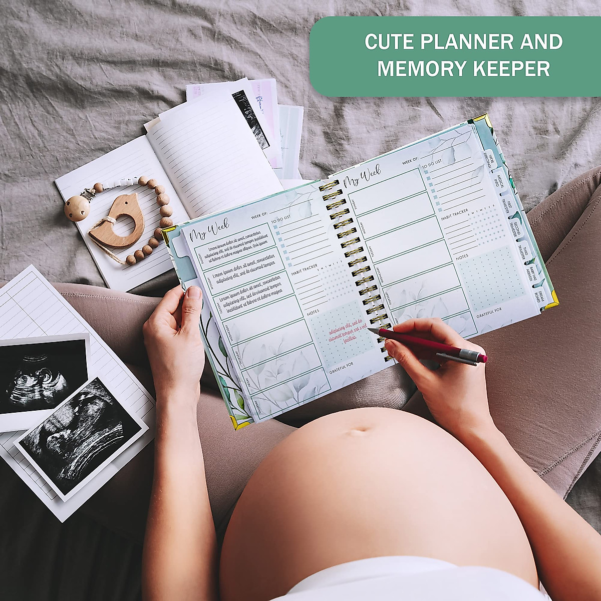 ZICOTO Pregnancy Journal and Memory Book with Stickers and Keepsake Pocket - Lovely Must Have Gift for First Time Moms to Be - The Perfect Planner to Track Your Little Ones Life-Changing Journey