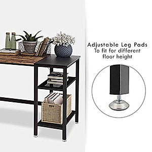 AJP Distributors L Shape Computer Desk with Storage Shelf Study Writing Table for Home Office, Modern Simple Style PC Desk, Black Metal Frame, Rustic