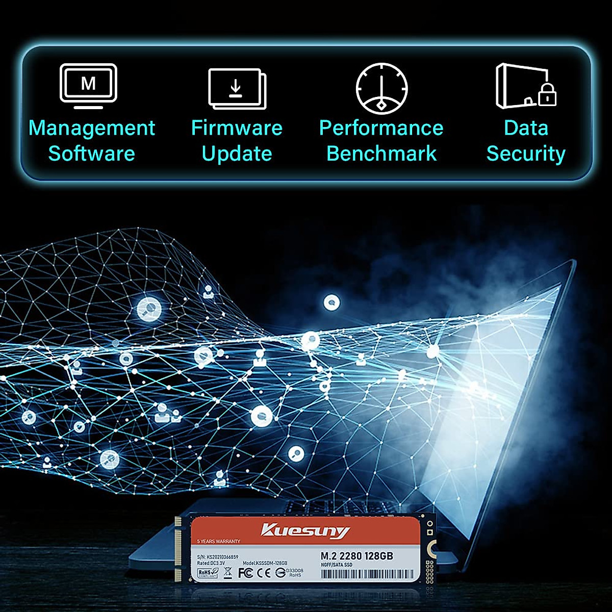 Kuesuny 256GB M.2 2280 PCIe Gen 3X4 NGFF Internal SSD, Solid State Drive, Up to 2000MB/s for Latop and PC(256GB, M.2 2280)