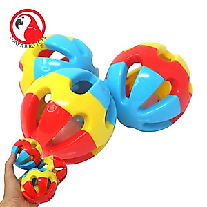 Bonka Bird Toys 1312 Pk3 Soccer Ball 3 Inch Durable Colorful Plastic Foot Talon Foraging Parrot Cockatoo African Grey Macaw Eclectus and Similar Birds