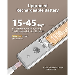 EZVALO Under Cabinet Lighting,52-LED Motion Sensor Cabinet Light Indoor,USB Rechargeable Wireless Closet Lights,3500K Dimmer Battery Powered Operated Night Lights for Bedroom,Wardrobe,Stairs (2 Pack)