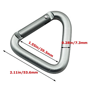 Lind Kitchen 5PCS 54mm Triangle Brushed Aluminum Alloy Keychain Kettle Buckle Triangle Outdoor Camping Hiking Keychain Snap Clip Hook, Gun Black