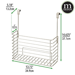 mDesign Metal Wire Kitchen Bakeware Organizer Basket - Hang Over Cabinet Door - Storage for Baking Sheets, Cupcake Tins, Cutting Boards, Foil, or Plastic Wrap - Concerto Collection - Matte Satin