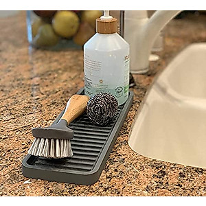 Ahyuan Multipurpose Silicone Sponge Holder for Sink Flexible Kitchen Soap Tray Sponger Gadget Sink Organizer for Kitchen and Bathroom (Gray)