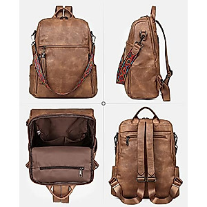 FADEON Leather Backpack Purse for Women Designer Ladies Shoulder Book Bag Fashion PU Convertible Travel Backpack Purses