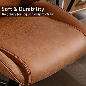 BOWTHY Executive Chair Mid Century Office Modern Chair,55° Reclining High Back Desk Chair with Wheels,Conference Room Chairs,Brown Office Chair,Swivel Chair 330lbs,Computer Chair for Adults