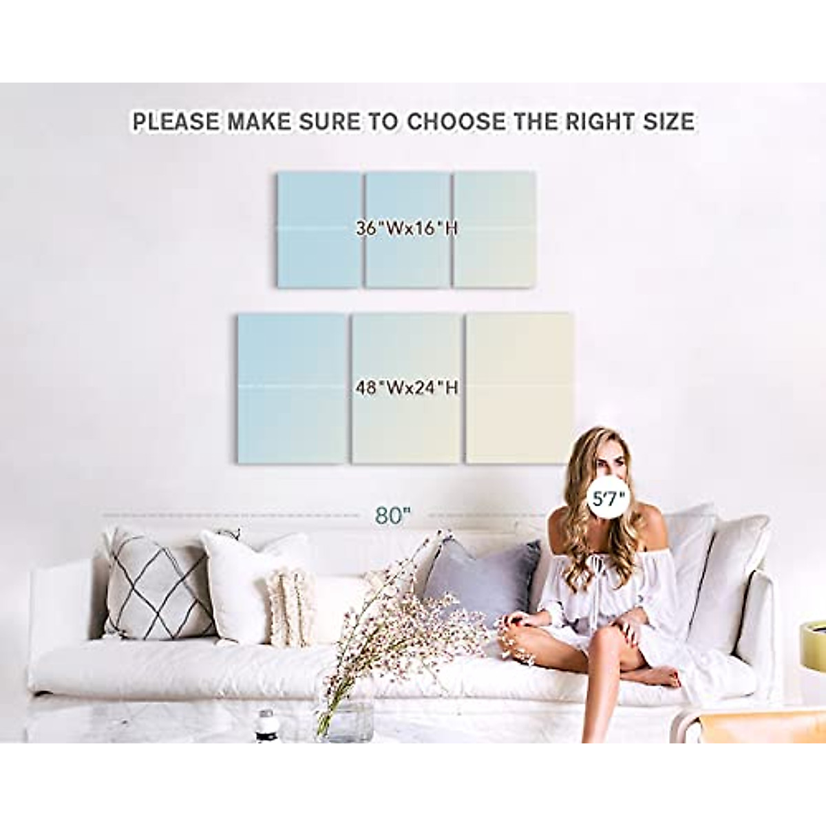 Canvas Wall Art for Living Room Tree Art Teal Yellow Wall Decor Birch Tree Wall Paintings Bedroom Decorations Forest Landscape Picture for Office Home Dining Room Kitchen Bathroom Wall 36x16in