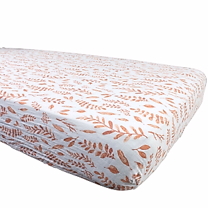 Bebe au Lait Classic Muslin Crib Sheet, 100% Cotton Muslin, Fits Standard Crib Mattress - Pink Leaves