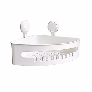 4OURVAN Vacuum Shower Corner Caddy Suction Cup Bathroom Kitchen Organizer Corner Shelf Rack Shower Basket Wall Mounted Shower Holder Organizer for Shampoo |Conditioner | No-Drilling Removable Reusable