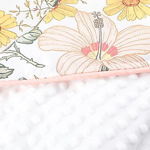 3PCS Crib Bedding Set Baby Minky Blanket Nursery Bed Skirt Set for Baby Girls & Boys (Retro Chrysanthemum,3pc Set)