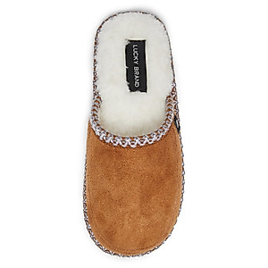 Lucky Brand Micro-Suede Memory Foam Boys Slippers - Closed Toe Plush Lined House Shoes/Kids Slippers, Tan/6 Big Kid
