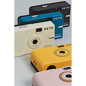 RETO Ultra Wide and Slim 35mm Reusable Daylight Film Camera - 22mm Wide Lens, Focus Free, Light Weight, Easy to Use (Muddy Yellow)