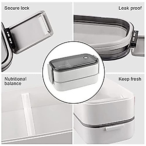 NatraProw Bento Box For Adult, Leakproof Adult Lunch Box Kit With Detachable Divider, Lunch Bag, Snack Bag, Stackable Adult Microwave Safe Bento Box Lunch Container(White)
