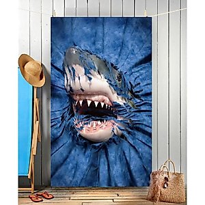Wild Star Hearts Shark Rip Beach Towel Bath Swimming Pool Fast Drying Lightweight Towel, 60'' x 29''