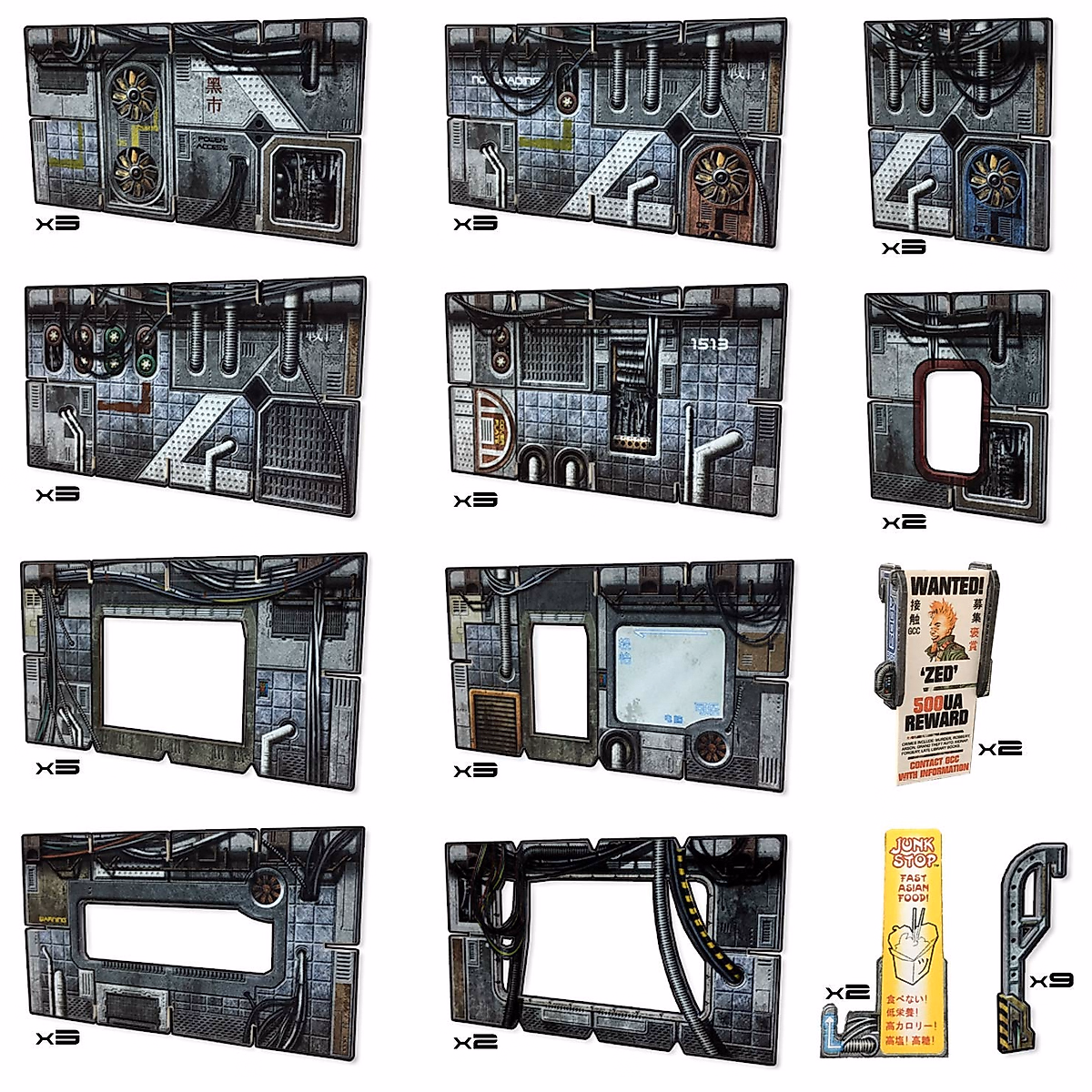 Battle Systems Sci-fi Terrain Cyberpunk Core Set - 28-35mm RPG/Wargames / 40k Necromunda Card Scenery