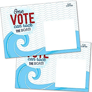 T MARIE 100 Bulk Voter Postcards 4x6” - One Vote Can Rock the Boat - Red, White and Blue Theme With Blank Back for Message to Voters - Encourage Voting In Your State