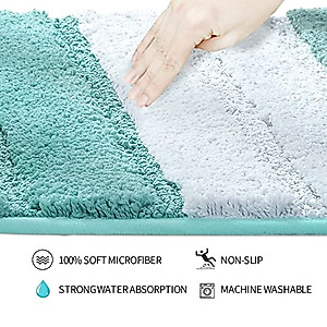 SiliPacks Bathroom Rugs 20"x32" Non-Slip Microfiber Carpet, Machine Washable Quick Dry Bath Mats for Bathroom, Bedroom and Kithchen -Turquoise
