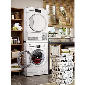 Nictemaw Laundry Hamper, Foldable Laundry Basket with Waterproof PE Coating, Canvas Fabric Round Large Storage Baskets with Leather Handles for Blankets, Clothes, Pillows, Shoes