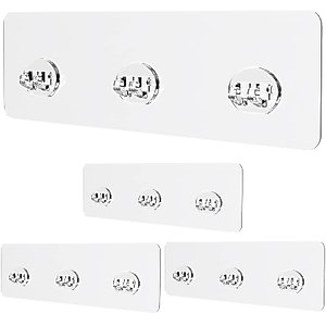Jovware Shower Adhesive Strips Wall Mount Caddy Replacement Stickers Sticker Shelf Basket Suction Hooks Large Strong Hook for Bathroom Storage Transparent Shelves Sticky 4 Pack
