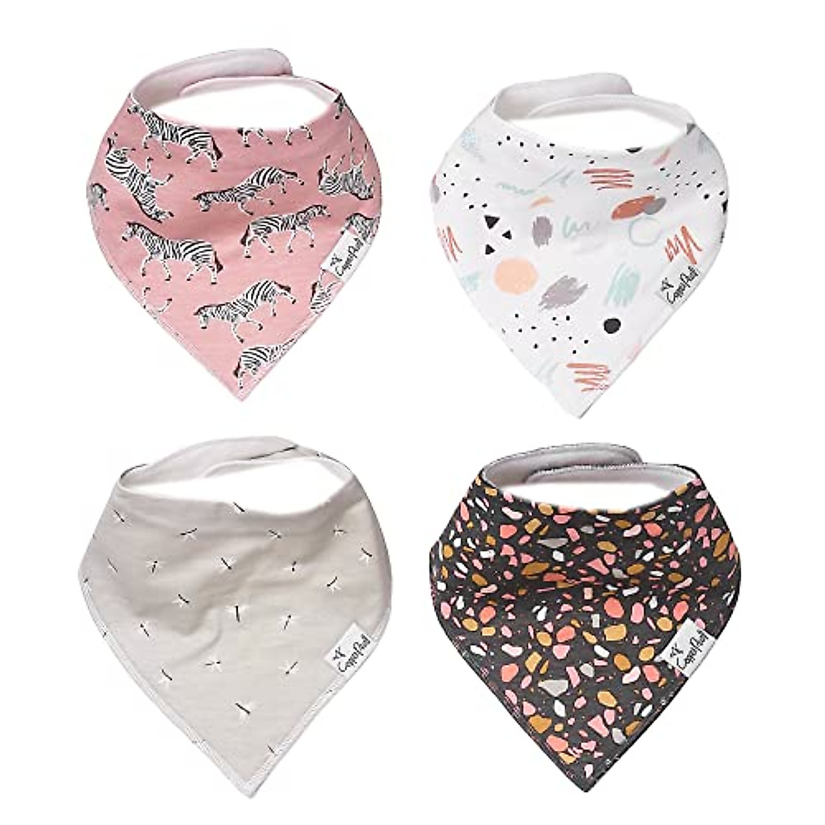Copper Pearl Baby Bandana Drool Bibs for Drooling and Teething 4 Pack Gift Set “Zella