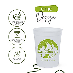 Camp Bachelorette Decorations, Bridal Party Gifts, 12 Pcs Bachelorette Cups, 1 Getting Hitched and 11 Getting Lit Bachelorette Party Cups, Camping Bachelorette Party Decorations