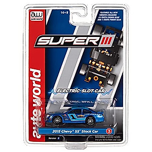Auto World Super III 2015 Chevy SS Stock Car (Blue) HO Scale Slot Car