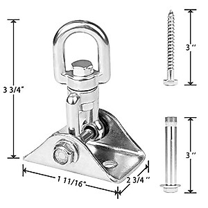 Aisto Swing Hanger Swivel Hook for Swing Sets Porch Wood Concrete Ceiling Silent 304 Stainless Steel 1000 Lb Capacity Heavy Duty for Yoga Playground