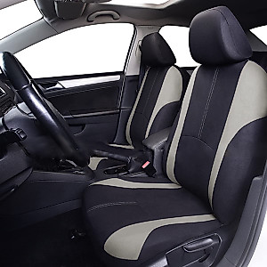 AICEL 9 Piece Car Seat Covers Full Set, Front and Rear Split Bench Auto Seat Protectors, Universal Two-Tone Washable Automotive Seat Covers (Gray)