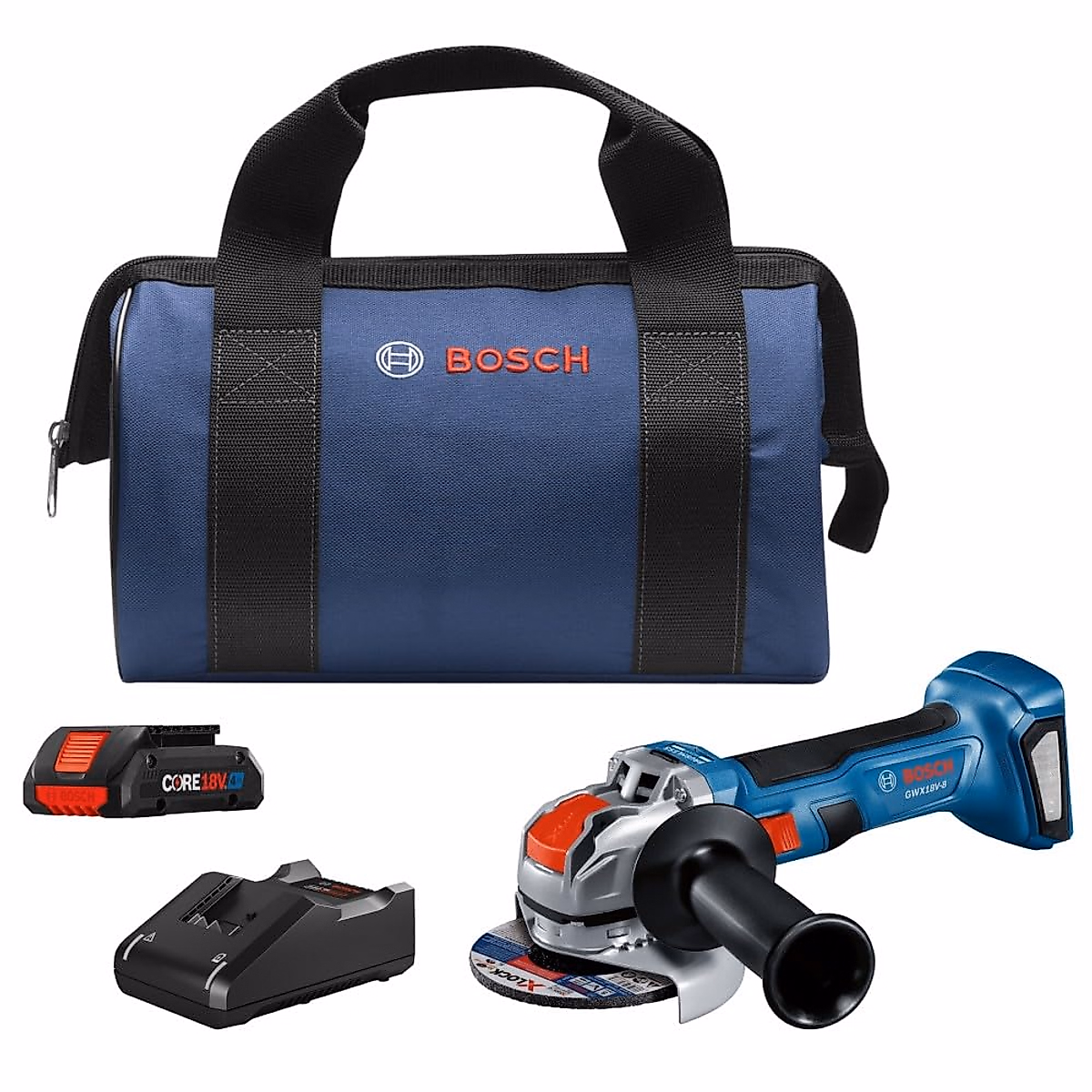 BOSCH GWX18V-8B15 18V X-LOCK Brushless 4-1/2 In. Angle Grinder Kit with (1) CORE18V® 4 Ah Advanced Power Battery