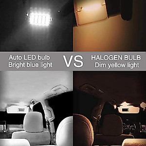 UGSHY 2 PCS Car LED Extremely Bright Bulbs, 1.6" 6000K 2835 Chipsets 1200LM Bulbs for LED Interior Dome Map Door Lights 211-2 212-2 569 6411 6451 41mm 42mm (White)