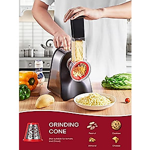 FOHERE Electric Cheese Grater Shredder, Electric Salad Maker for Home Kitchen Use, One-Touch Easy Control, Electric Grater for Vegetables, Cheeses and Nuts, BPA-Free, Red