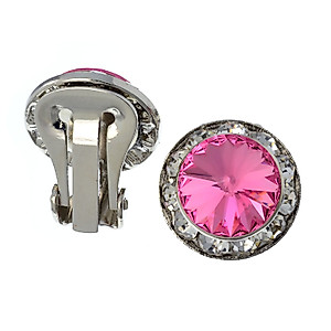 PammyJ 15mm Crystal CLIP-ON Earrings (Pink)