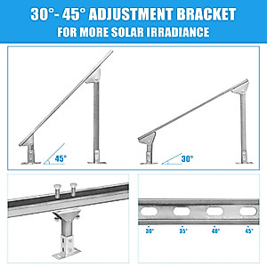 Upgrade Solar Panel Mounting Brackets, Adjustable Multi-Pieces Solar Panel Brackets, Solar Panel Mount for 1-4pcs Solar Panels, Solar Mounting Brackets with Clamps for Ground and Roof