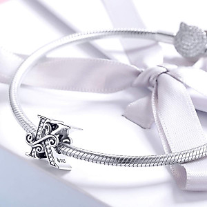 925 Sterling Silver Letter K Charms for Pandora Bracelets Alphabet Initial Beads Jewelry Gift for Women
