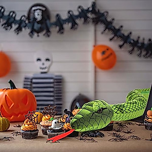 MorisMos Giant Snake Stuffed Animal Mommy with Babies, Realistic Stuffed Snakes Plush Toy, 80'' Long Green Boa Constrictor for Kids, Girls, Boys, 3 Snake Babies, 2 Snake Eggs