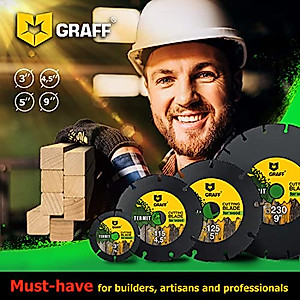 GRAFF Termit 4 1/2 Inch Cut Off Wheel for Wood, Laminate, Plastic - Angle Grinder Wood Cutting Disc 4.5 Inch - Tungsten Carbide - 115 mm
