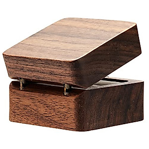 COSISO Square Solid Wood Double Ring Box Case for Wedding Ceremony Engagement Proposal,Wooden Ring Holder for 2 Rings (Black Inner)