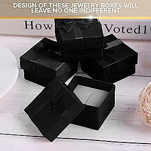 Black Ring Box for Wedding Ceremony - 24Pcs Small Jewelry Box Ring Holder Earrings Box Small Square Ring Boxes for Jewelry Gift - Birthday Earring Gift Box Engagement Ring Box Hard Jewelry Travel Case